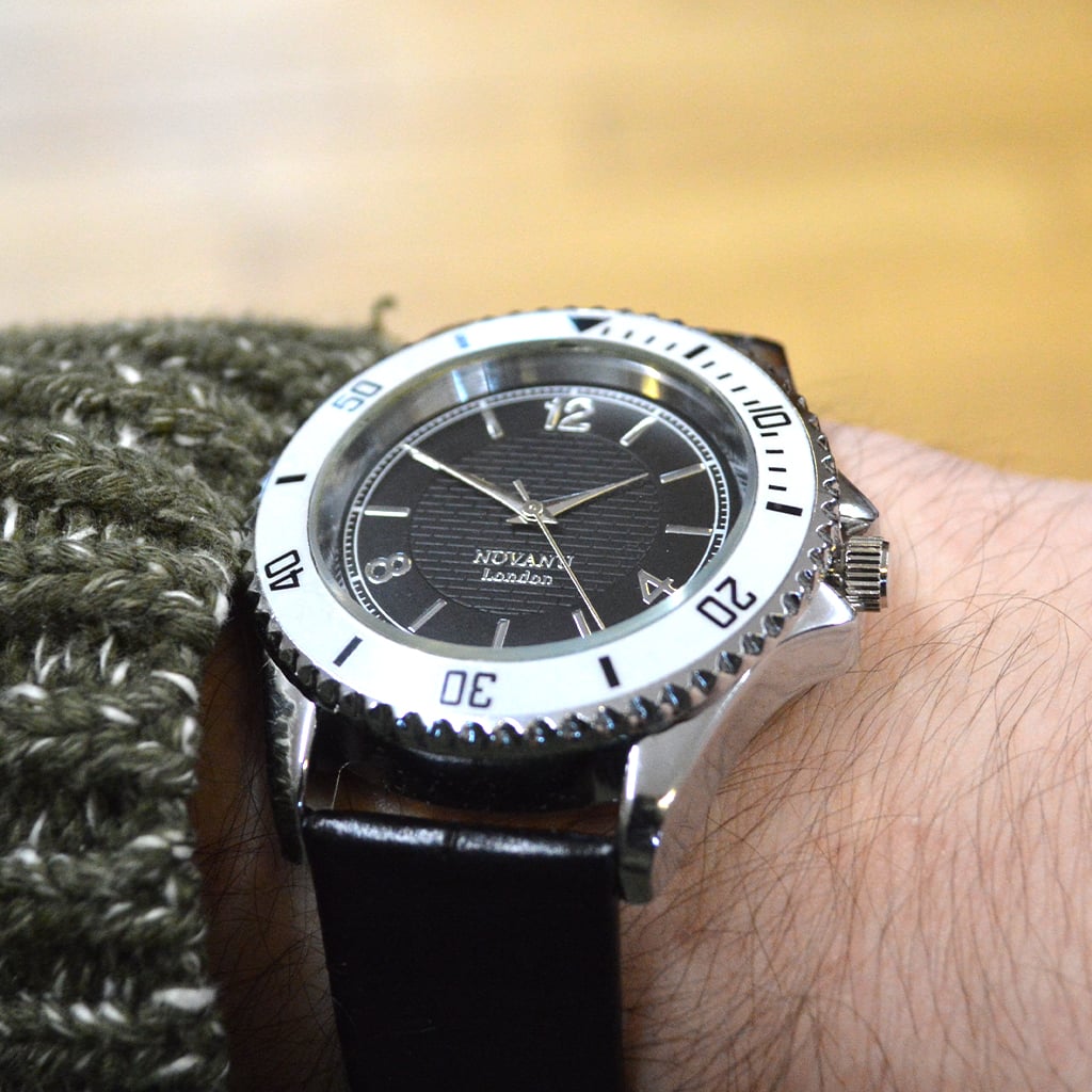 Personalised Engraved Wrist Watch With Bezel For Dad