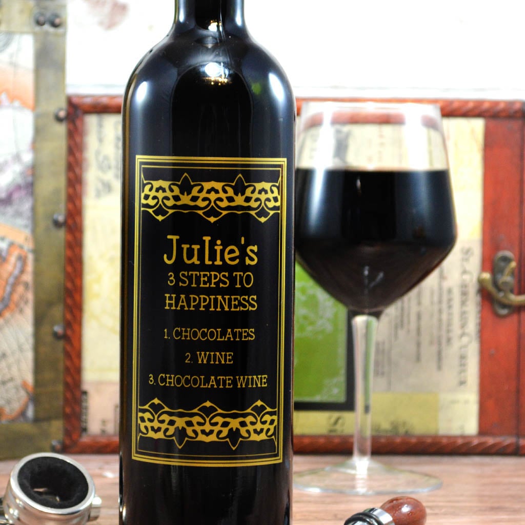 Chocolate Wine with Personalised Wine Label - GiftsOnline4U