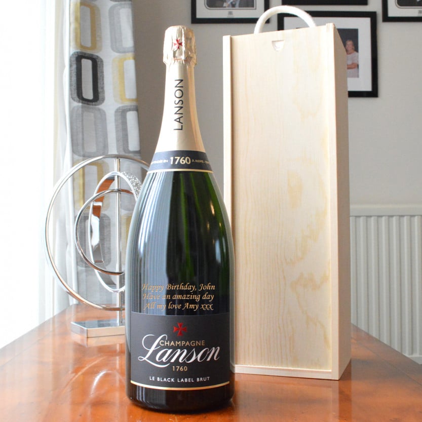 Personalised Lanson Black Label Magnum Champagne - GiftsOnline4U
