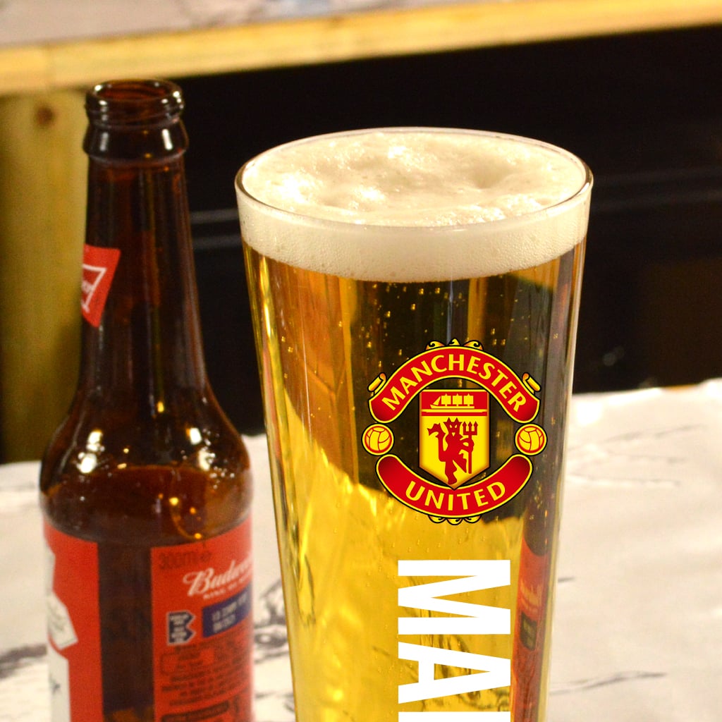 Personalised Manchester United Lager Glass in Gift Box