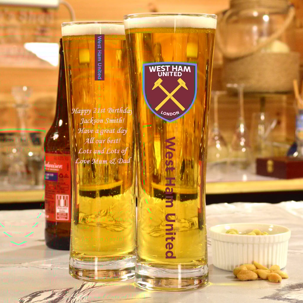 Personalised West Ham Peroni Style Pint Glass - GiftsOnline4U