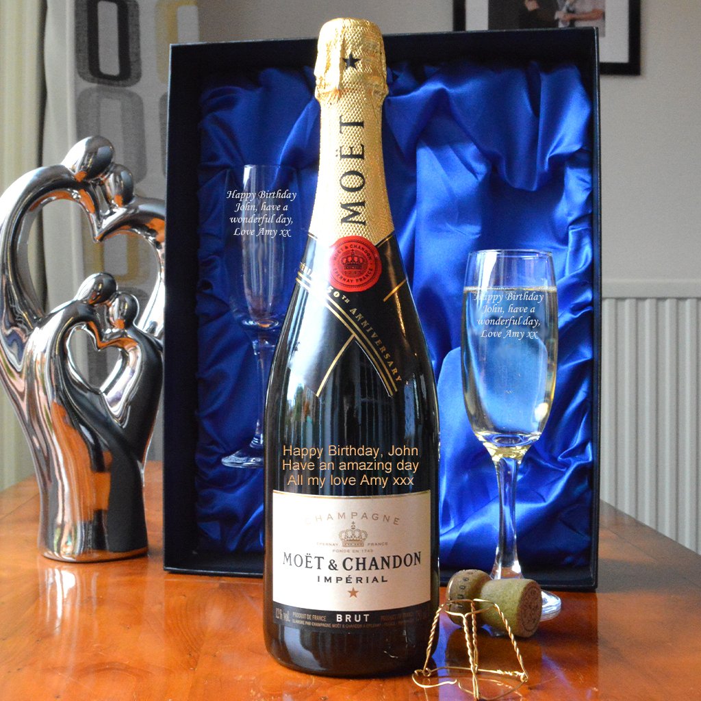Moet Champagne Gift Set with Engraved Moet and Personalised Champagne ... Moet Champagne Gift Set with Engraved Moet and Personalised Champagne ...