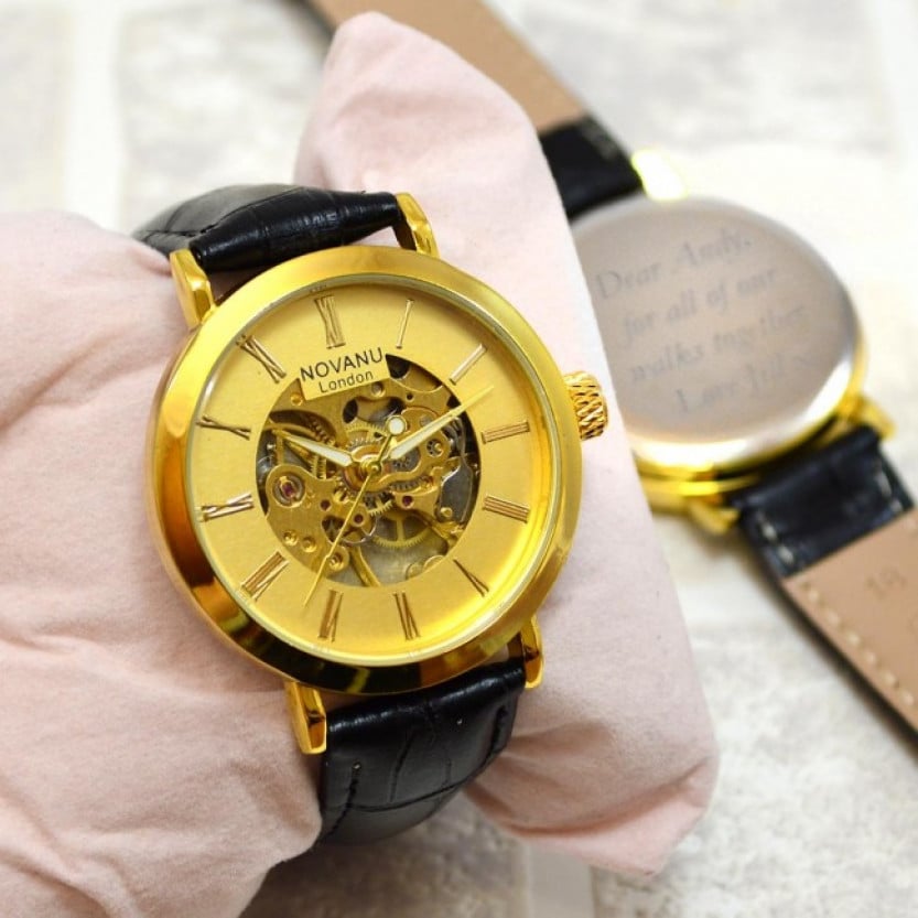 Gents Gold Personalised Wrist Watch - GiftsOnline4U