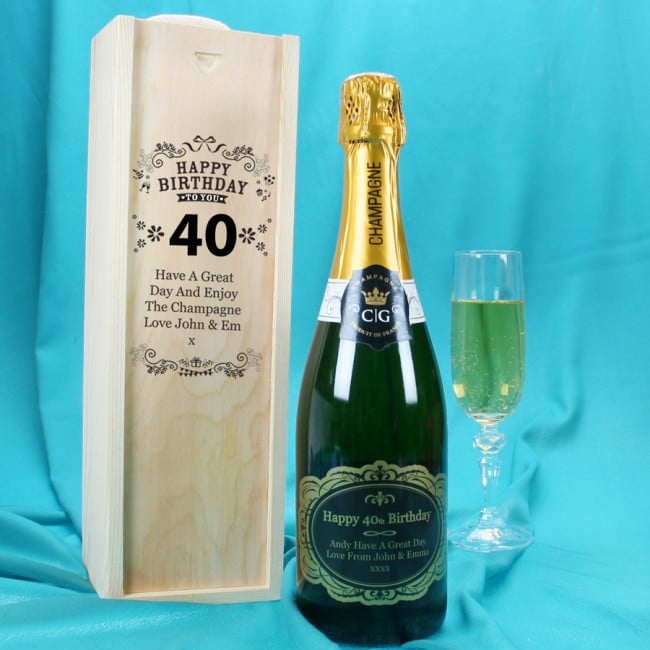 Custom 40th Birthday Champagne With Gold Label And Box Tsonline4u