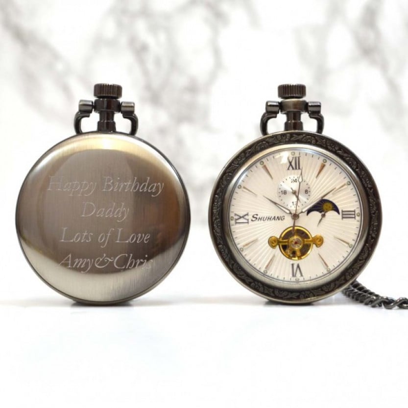Bronze Open Face Personalised Pocket Watch - GiftsOnline4U