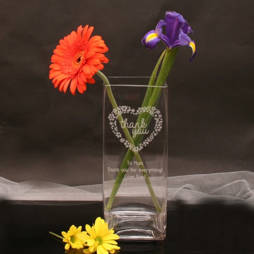 Engraved Vase Thank You Heart Design - GiftsOnline4U