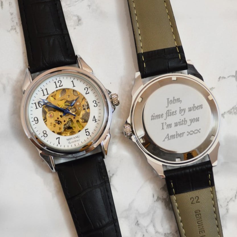 Personalised Mechanical Wrist Watch With Standard Numerals - GiftsOnline4U