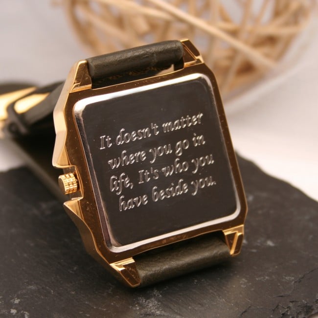 Designer Effect Square Wrist Watch in Gold Finish | GiftsOnline4U