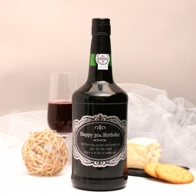 Personalised Ruby Port For Christening - Pewter Label