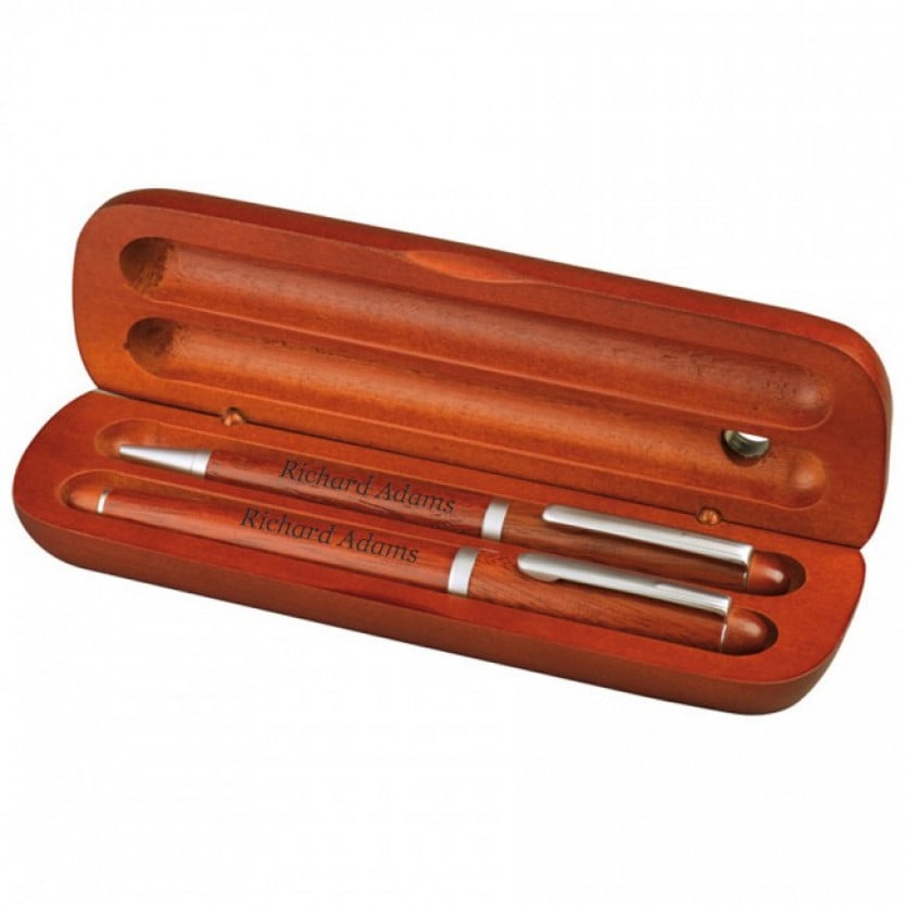 Engraved Wooden Pens Set With Presentation Box - GiftsOnline4U