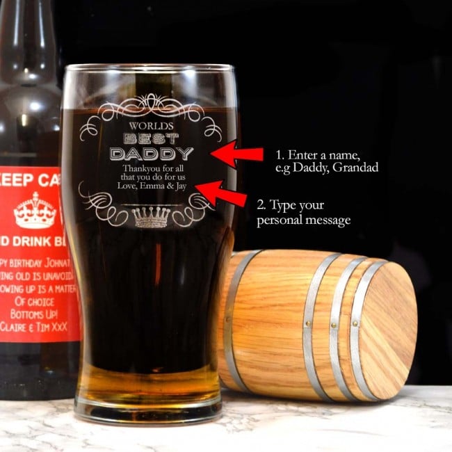 Personalised Best Daddy Pint Glass Gifts for Dad - GiftsOnline4U