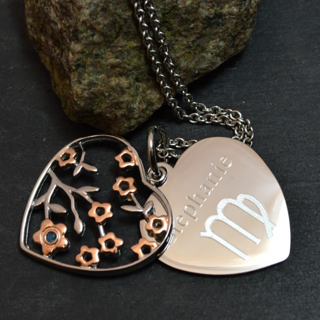 Virgo Engraved Tree Of Life Pendant With Birthstone - GiftsOnline4U
