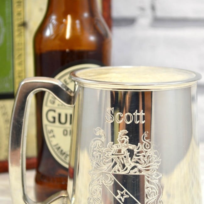 Engraved Pewter Tankard With Your Coat of Arms - GiftsOnline4U