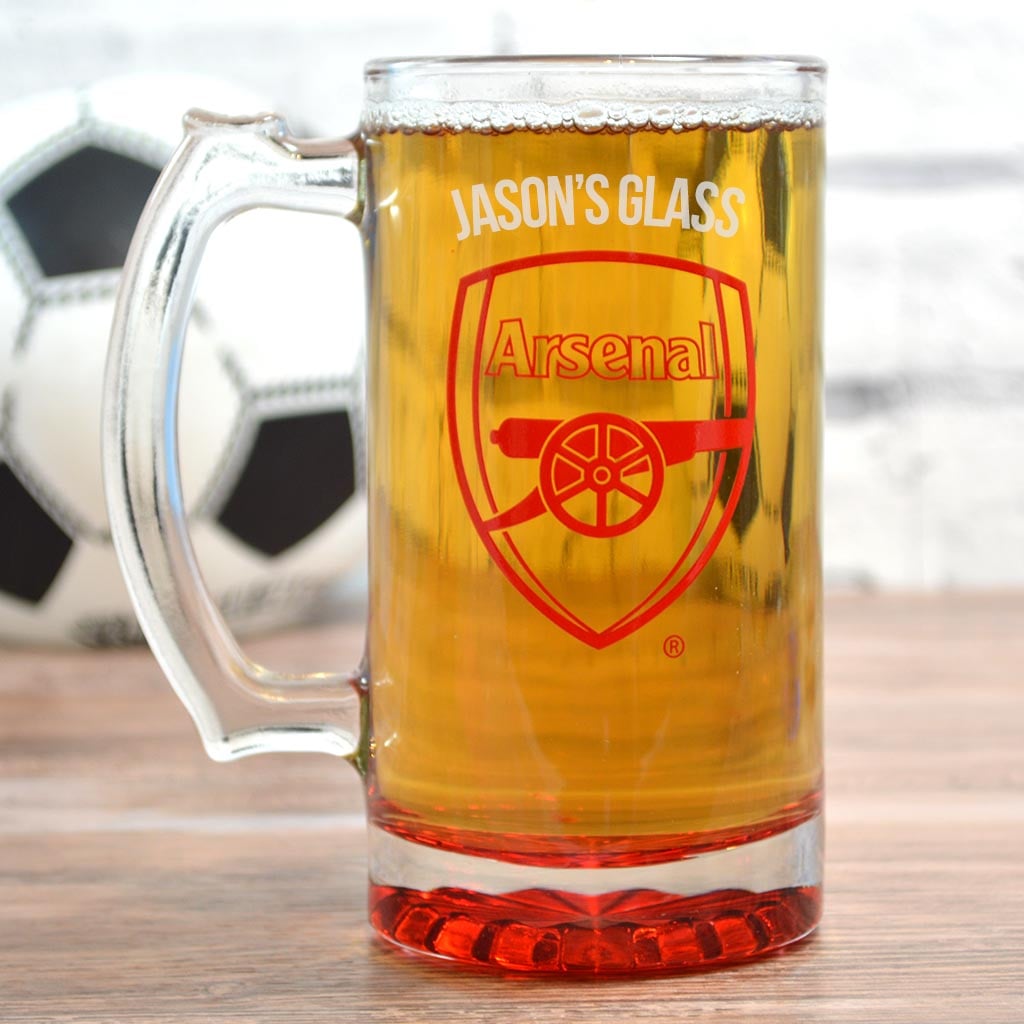 Engraved Arsenal Pint Glass Tall Tankard - GiftsOnline4U