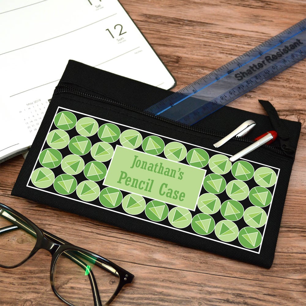 Personalised Black Pencil Case Abstract Design