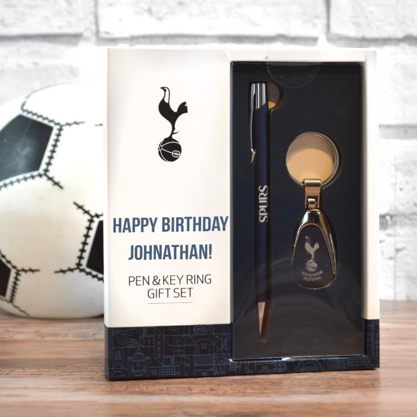 Personalised Tottenham Hotspur Keyring & Pen Giftset - GiftsOnline4U