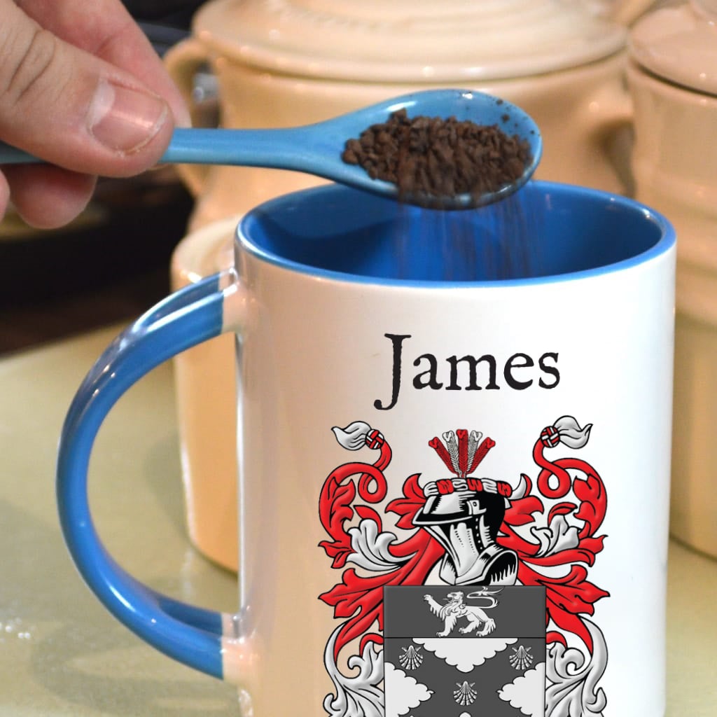 Personalised Mug With Spoon Family Crest Design - GiftsOnline4U
