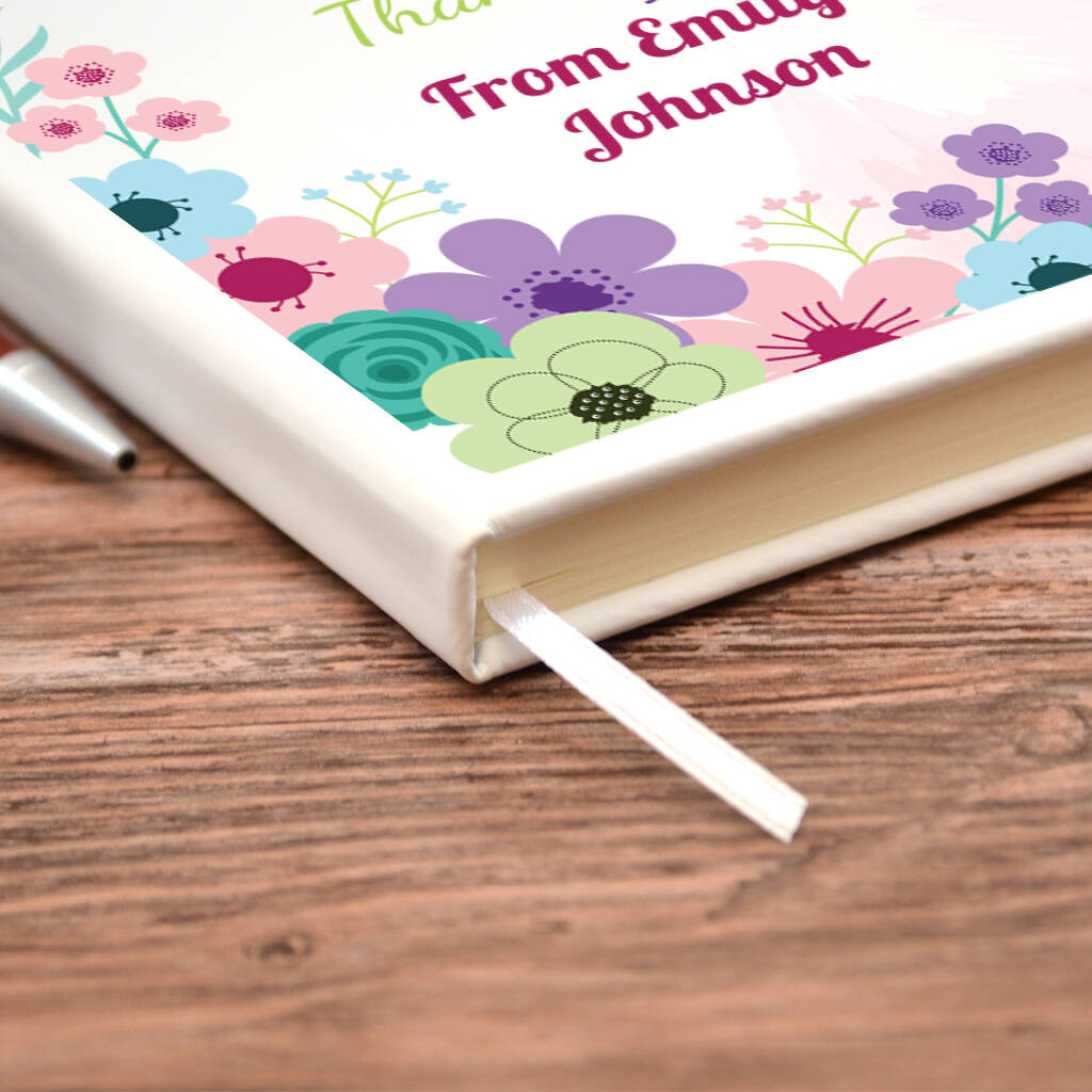 Personalised Thank You Teacher Notebook Floral Design - GiftsOnline4U
