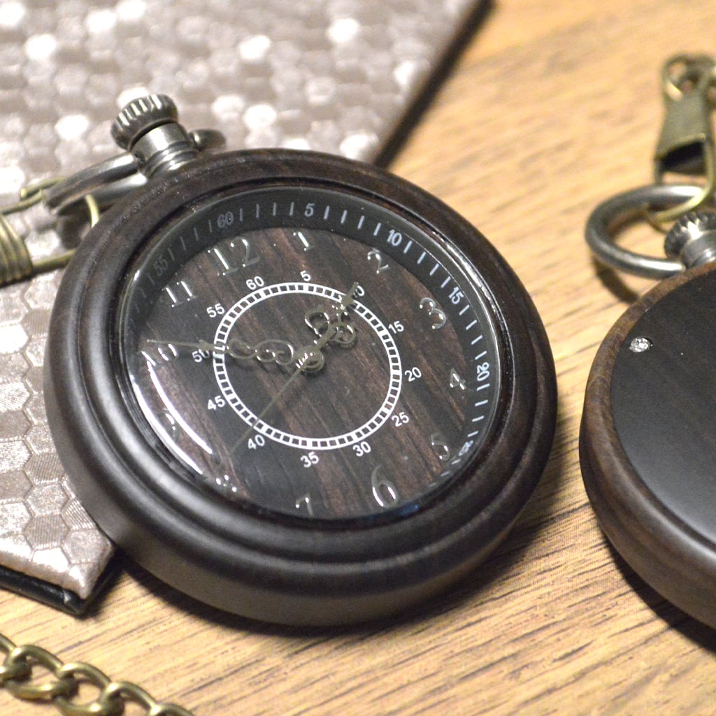 Engraved Wooden Antique Style Pocket Watch - GiftsOnline4U