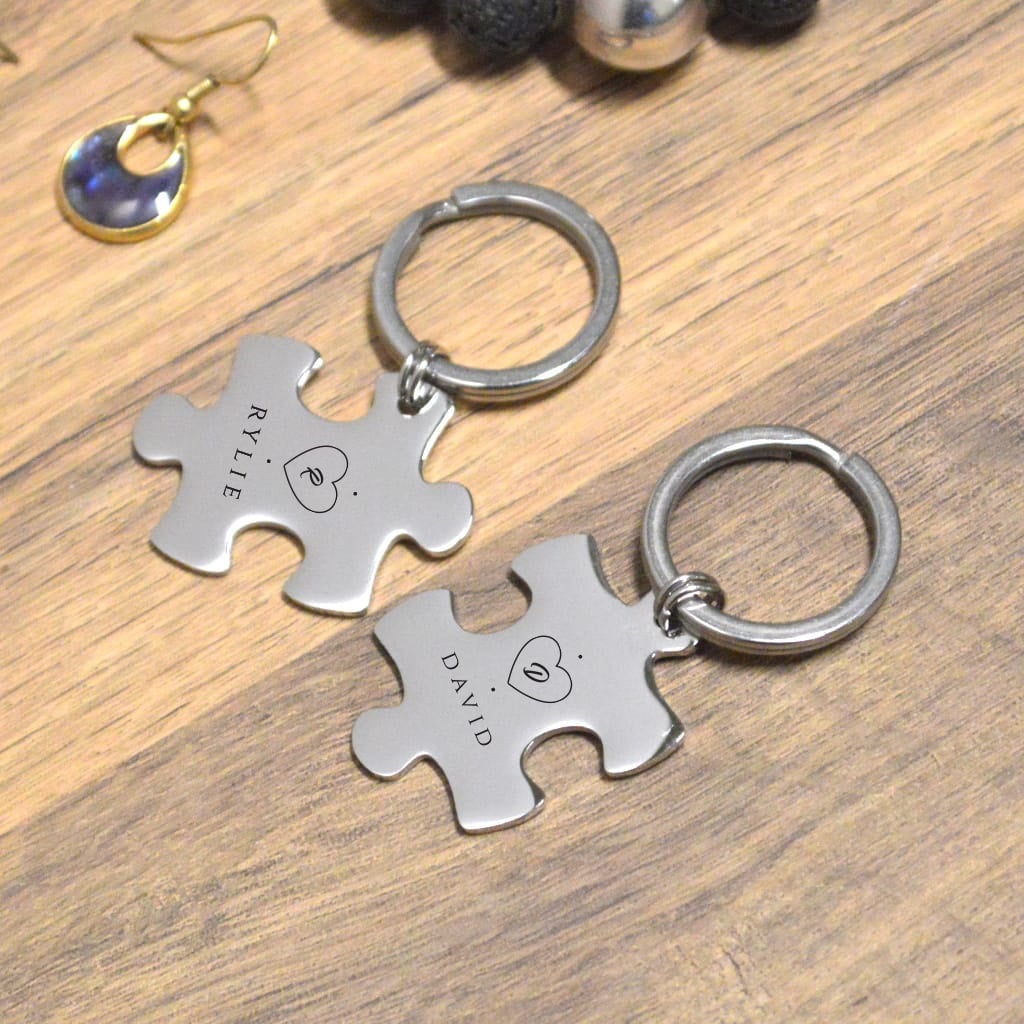 Personalised Valentine's Puzzle Keyrings for Couples - GiftsOnline4U