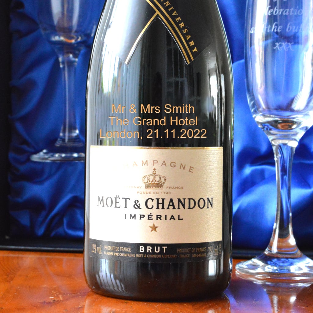 Personalised Mr & Mrs Moet Champagne Gift Set with Flutes