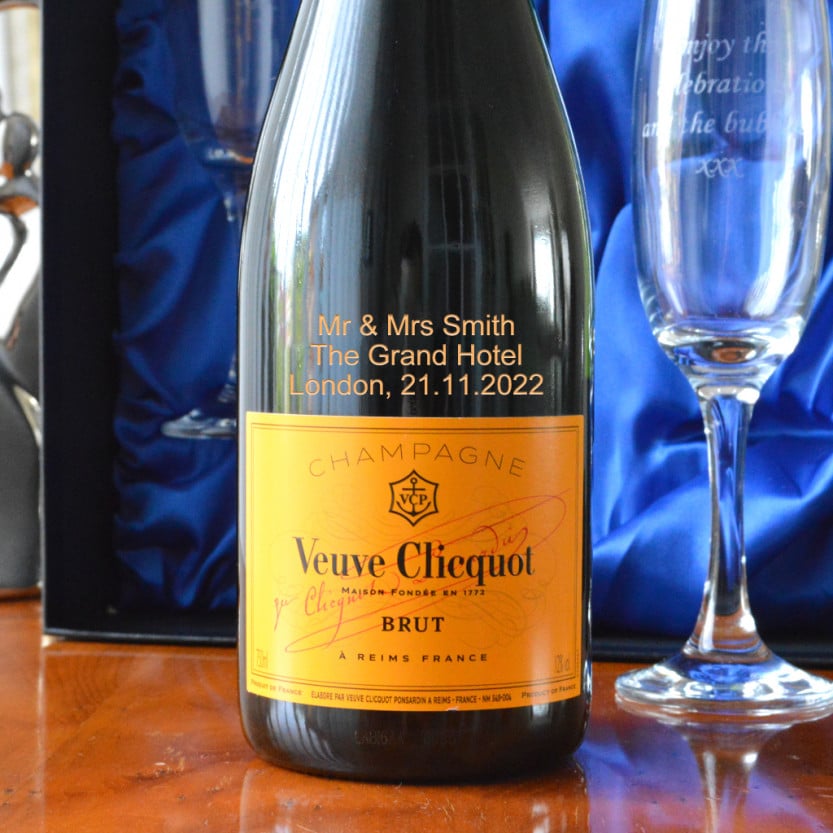Personalised Wedding Veuve Clicquot Champagne Gift Set.