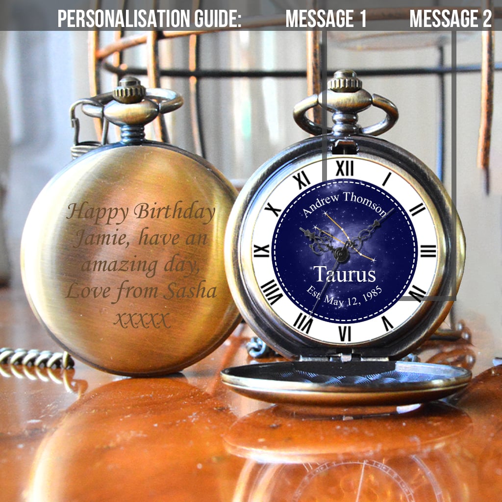 Personalised Taurus Galaxy Pocket Watch - GiftsOnline4U