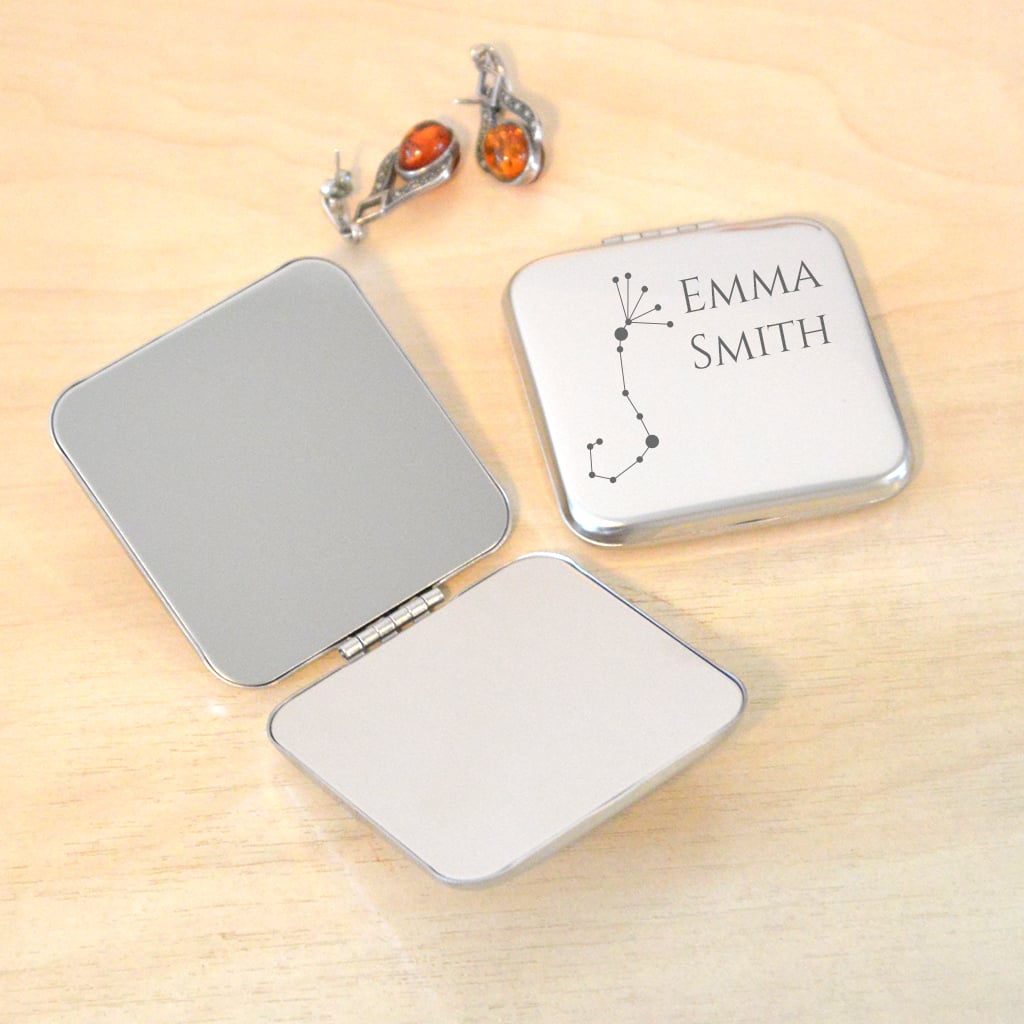 Personalised Scorpio Silver Compact Mirror - GiftsOnline4U