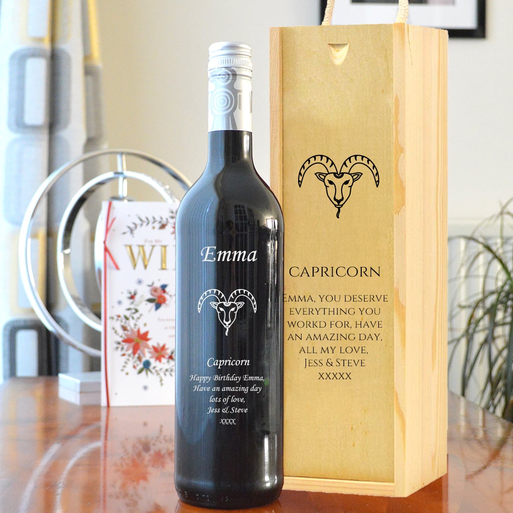 Personalised Gemini Design Wine And Carry Box Set
