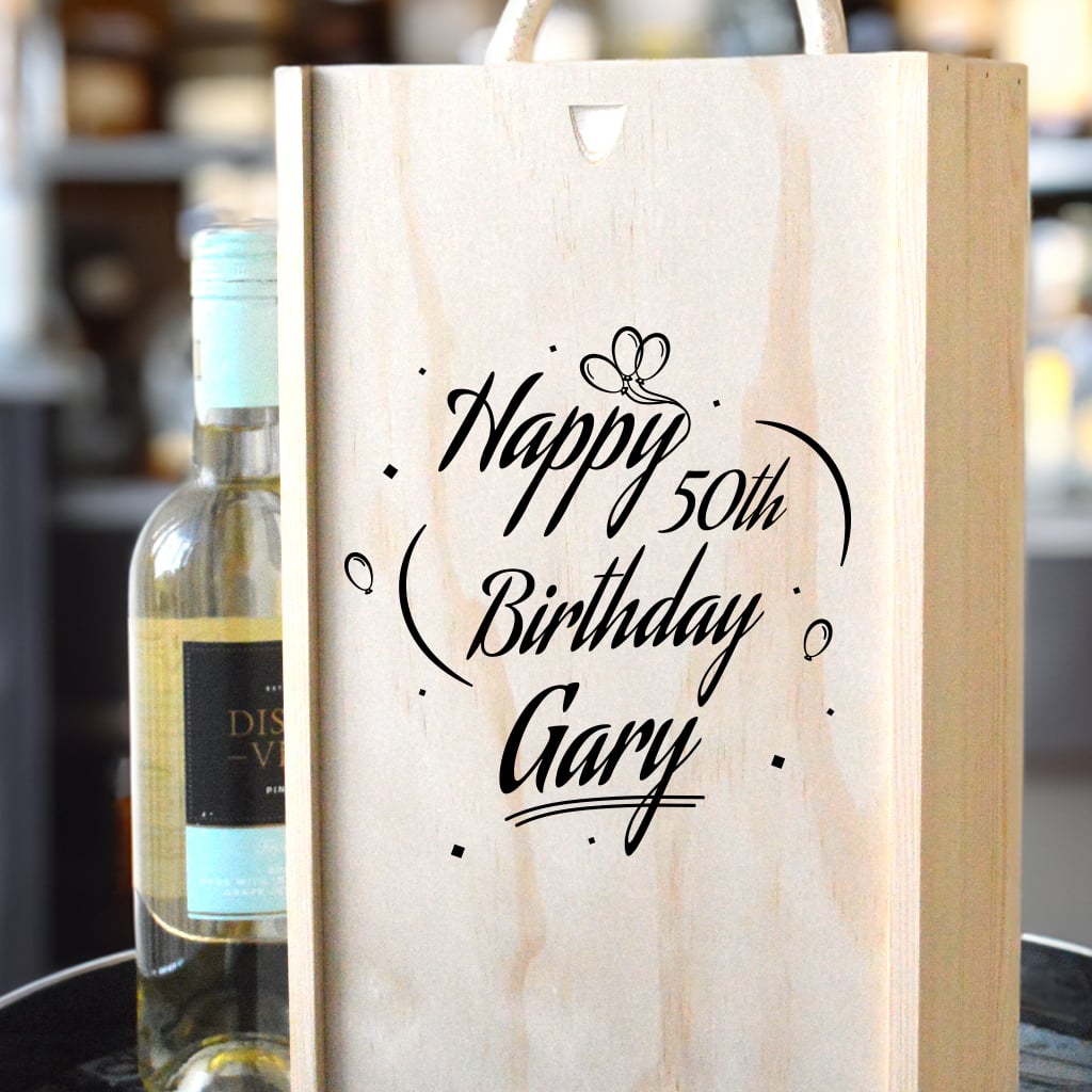 Personalised Twin Wine Box With Birthday Design