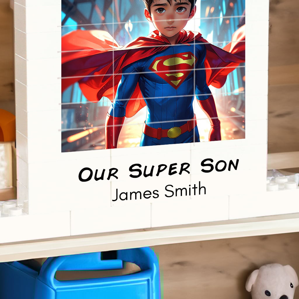 Personalised Lego-Style Puzzle Superhero Block