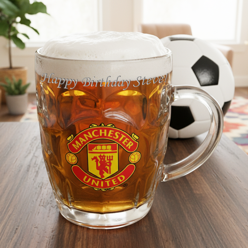 Personalised Manchester United Dimple Tankard Gift | Official Crest